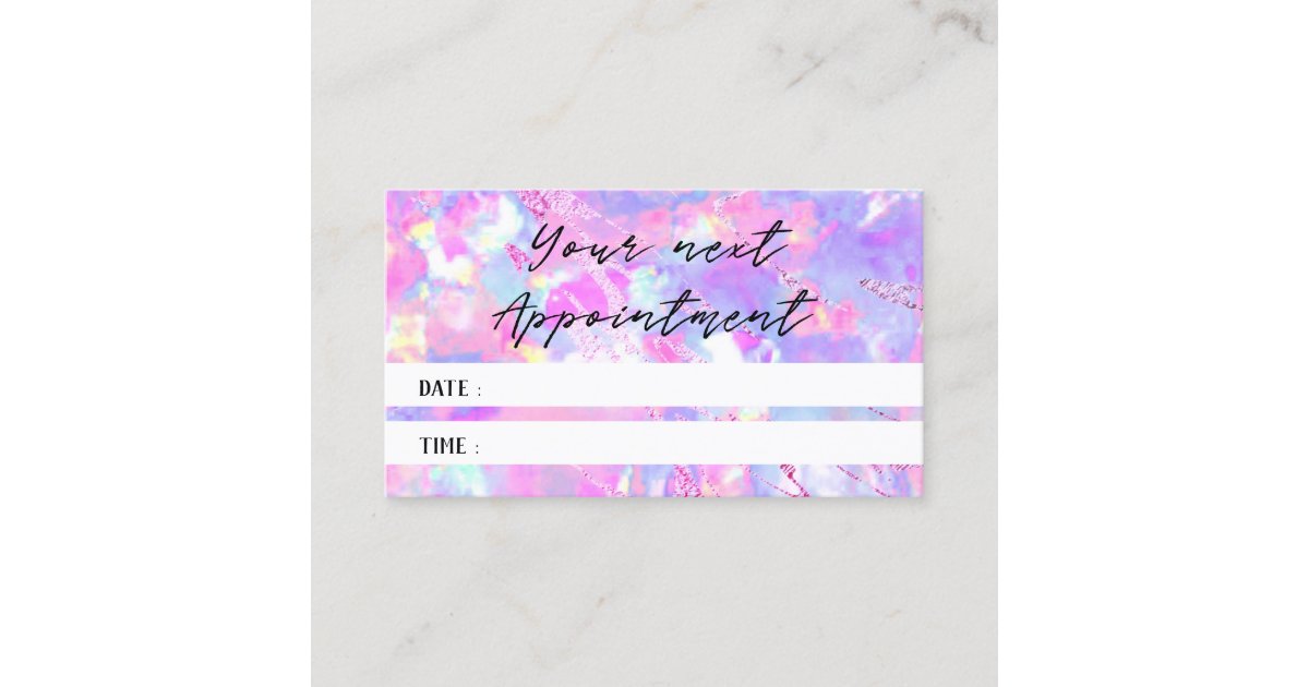 pink opal texture photo appointment card | Zazzle