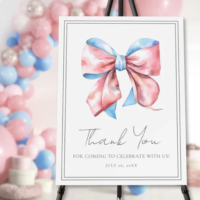 Pink Or Blue Gender Reveal Party Thank You Sign | Zazzle