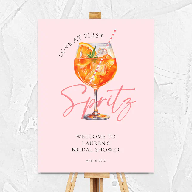 Pink Orange Aperol Spritz Bridal Shower Welcome Foam Board | Zazzle