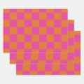 Pink Orange Checkered Pattern Wrapping Paper Sheets | Zazzle