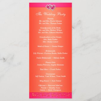 Pink Orange Floral, Hearts Wedding Program 2 | Zazzle