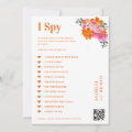 Pink & Orange Floral Wedding I Spy Hunt Game Card | Zazzle