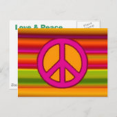 Pink Orange Fractal & Peace Sign Postcard | Zazzle