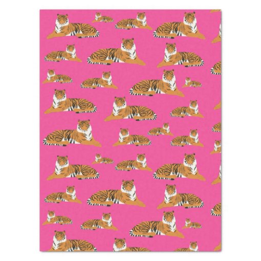 Pink Orange Jungle Tiger Animal Pattern Tissue Paper | Zazzle