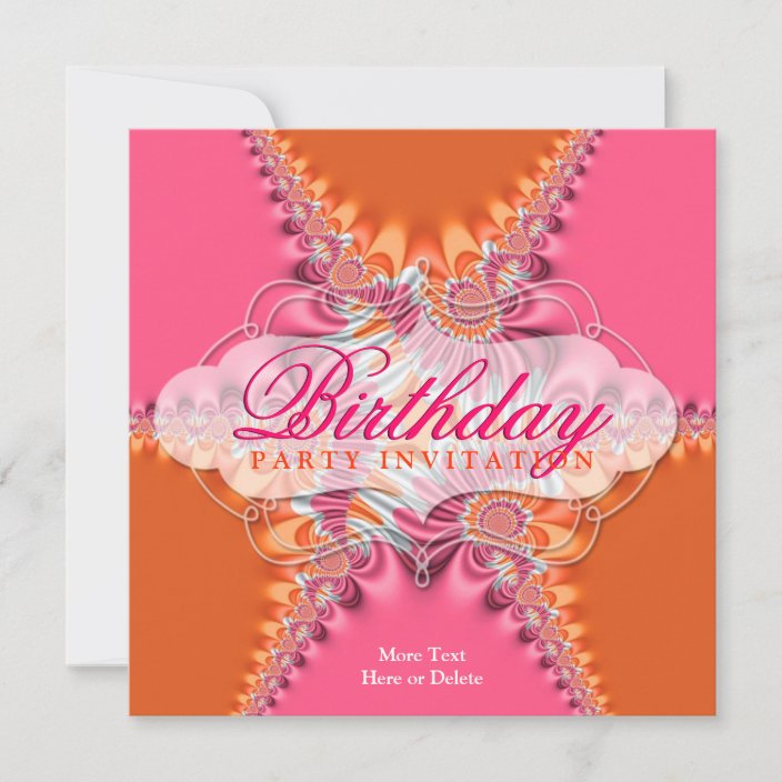Pink Orange Lace Exotic Birthday Party Invitation | Zazzle.com