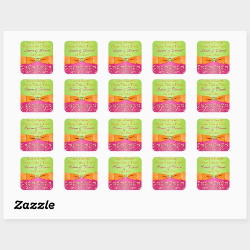 Pink Orange Lime Floral Candy Buffet Sticker | Zazzle