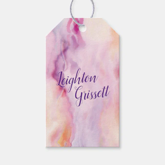 Pink Orange Marble Gift Tags | Zazzle