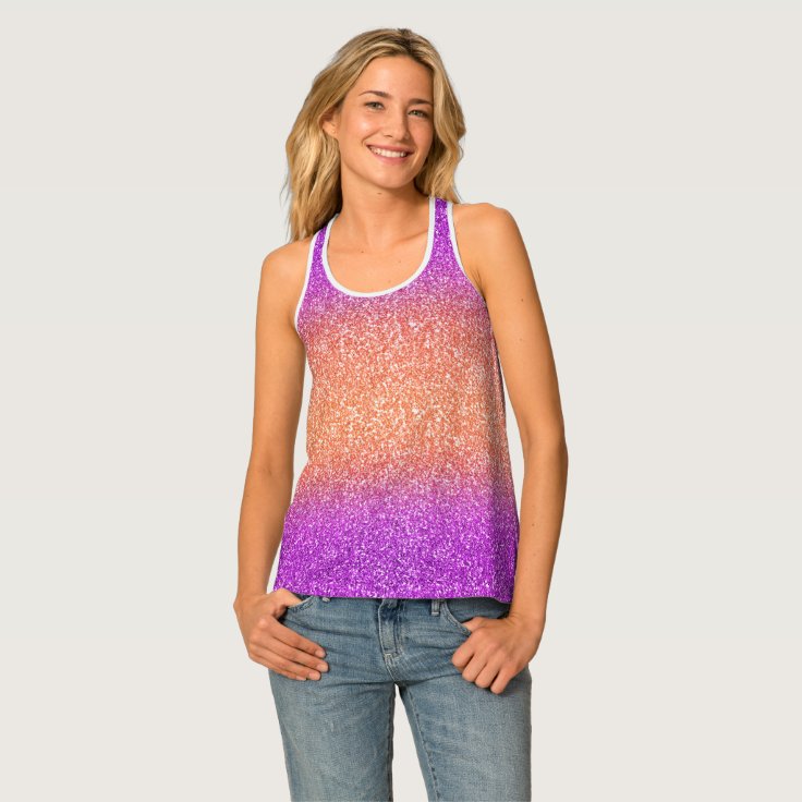Pink-Orange Ombre Glitters Women Tank Top | Zazzle