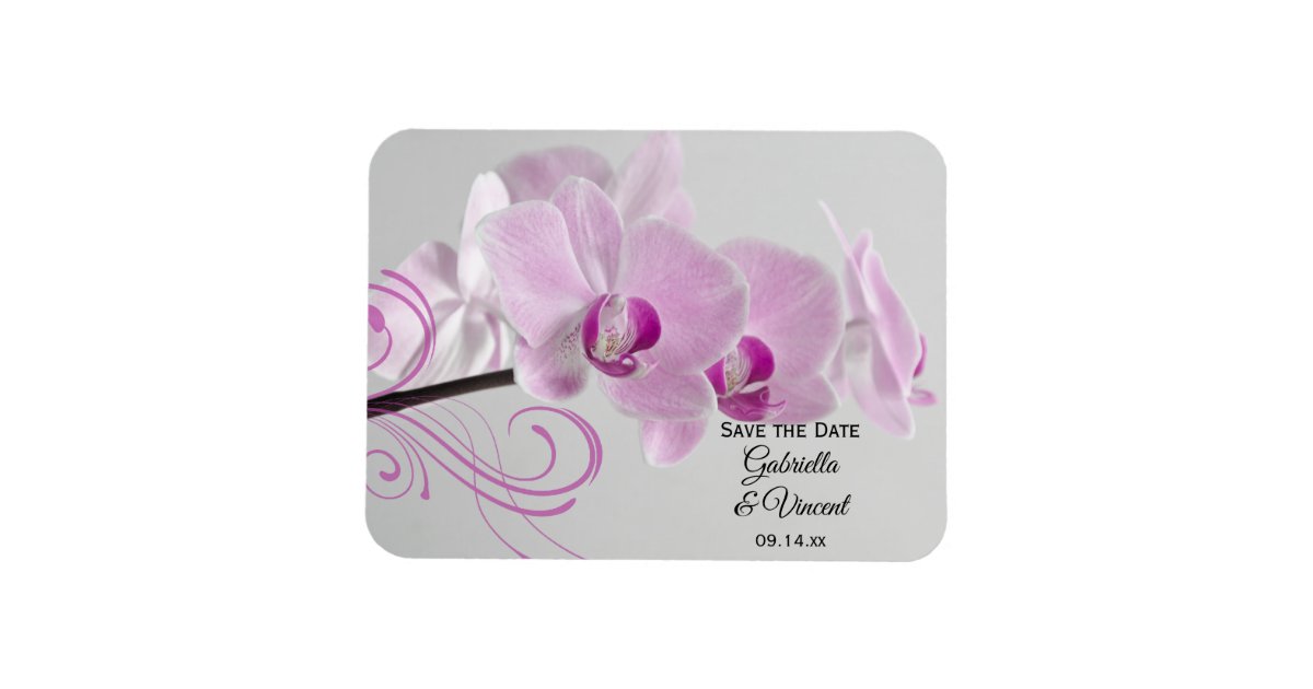 Pink Orchid Elegance Wedding Save the Date Magnet | Zazzle