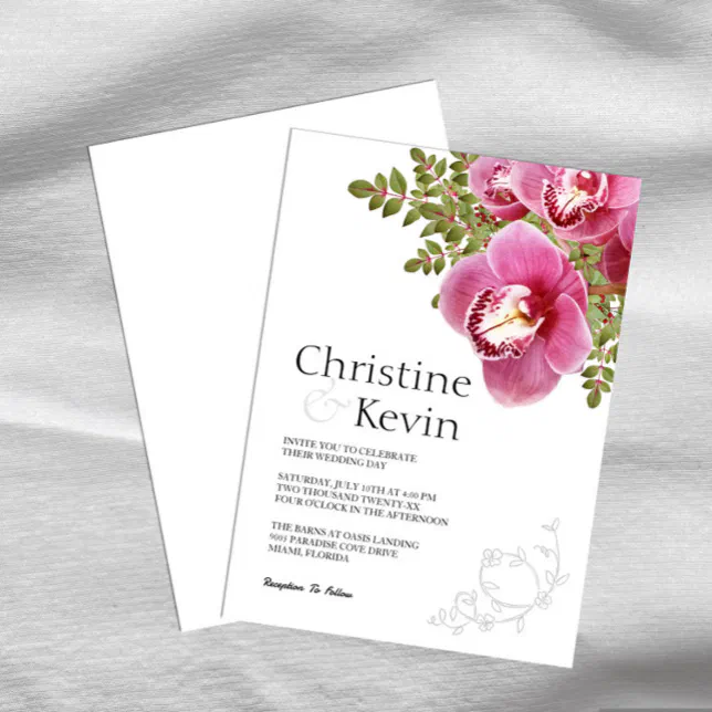 Pink Orchid Wedding Invitation | Zazzle