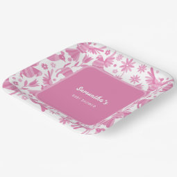 Pink otomi mexican baby shower Paper Plate | Zazzle