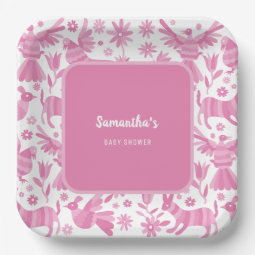 Pink otomi mexican baby shower Paper Plate | Zazzle