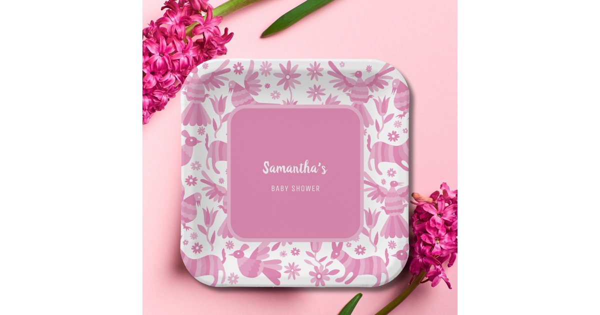 Pink otomi mexican baby shower Paper Plate | Zazzle