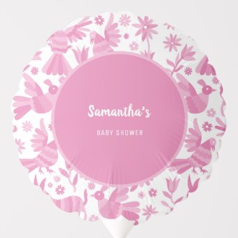 Pink otomi mexican baby shower Paper Plate Balloon | Zazzle