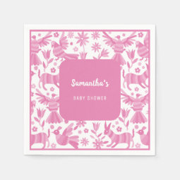 Pink otomi mexican baby shower Paper Plate Napkins | Zazzle