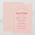 Pink Outline Bold Type Baptism Invitation | Zazzle