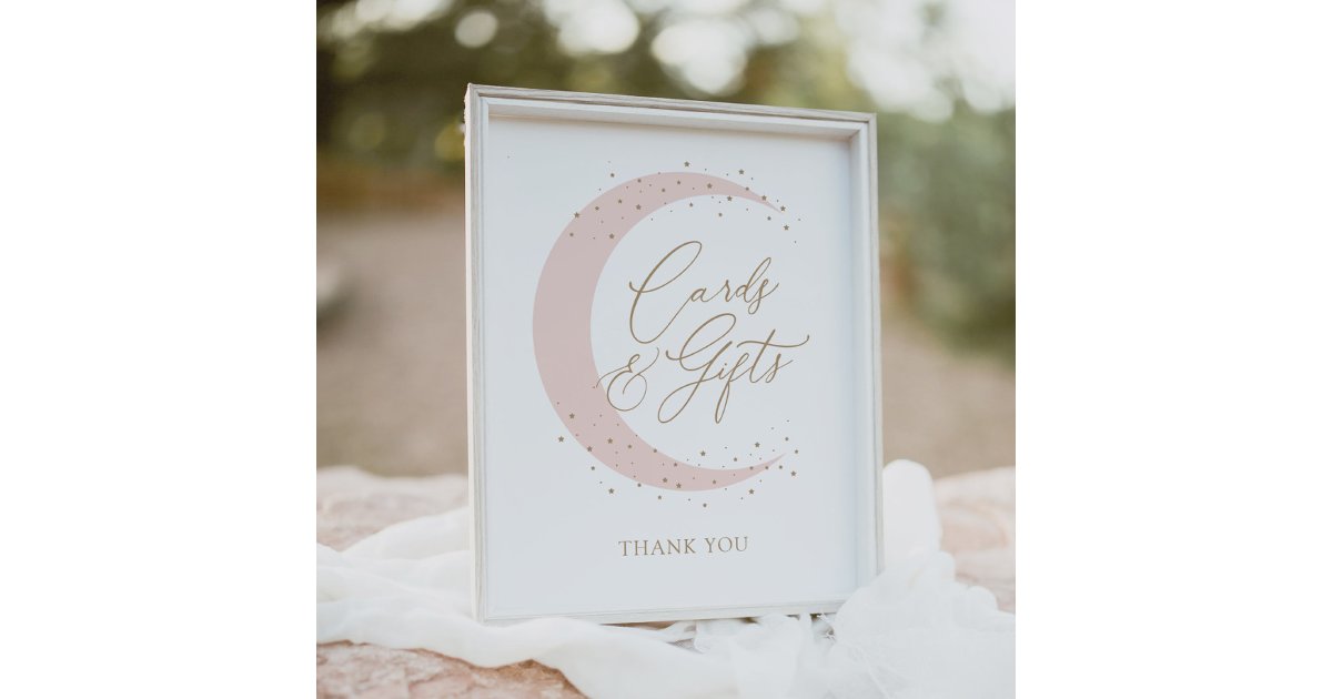 Pink Over the Moon Baby Shower Cards and Gifts Poster | Zazzle