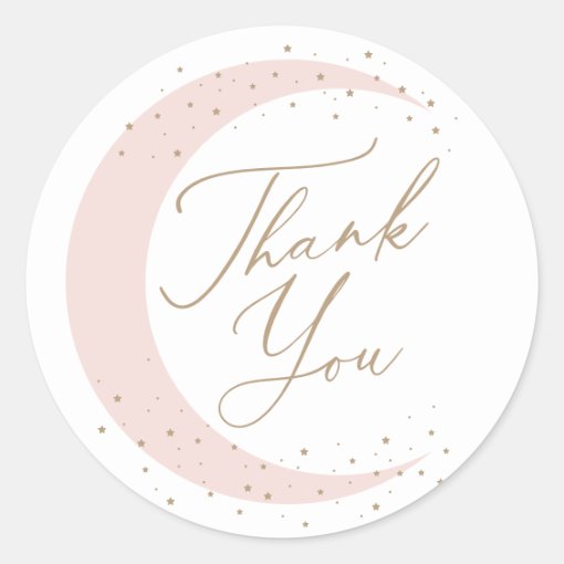 Pink Over the Moon Girl Baby Shower Classic Round Sticker | Zazzle