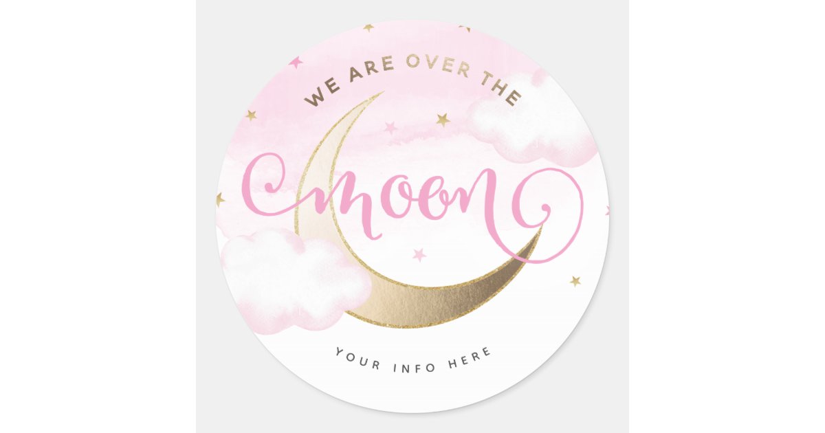 Pink Over the Moon Stickers | Zazzle