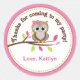 Pink Owl Birthday Party Favor Stickers | Zazzle