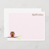 Pink Owl Flat Thank You Cards | Zazzle