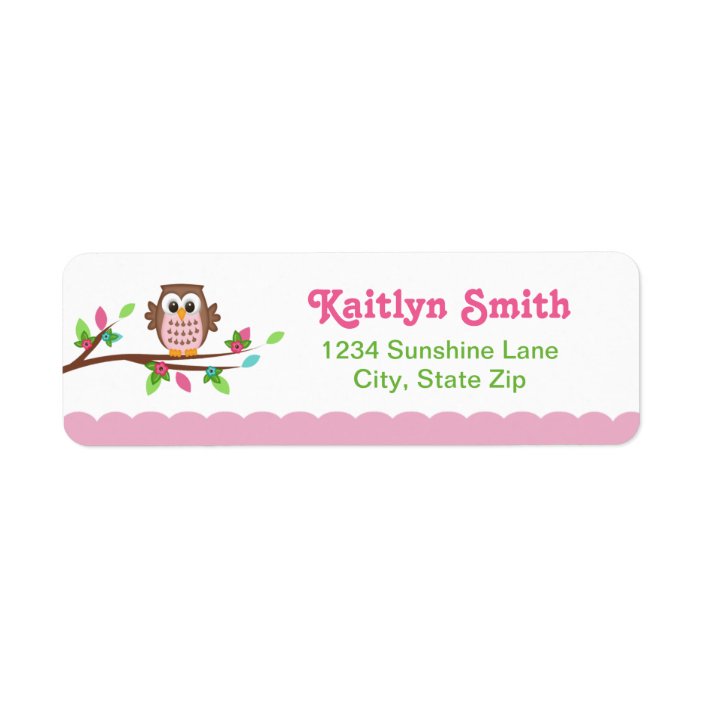 Pink Owl Return Address Label | Zazzle.com