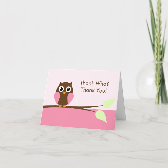 Pink Owl Thank You Cards | Zazzle.com