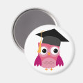 Pink Owl with Graduation Cap Magnet | Zazzle