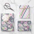 Pink Paisley Print Pattern Bright Wrapping Paper Sheets | Zazzle