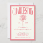Pink Palm Trees Charleston Coastal Bachelorette Invitation | Zazzle