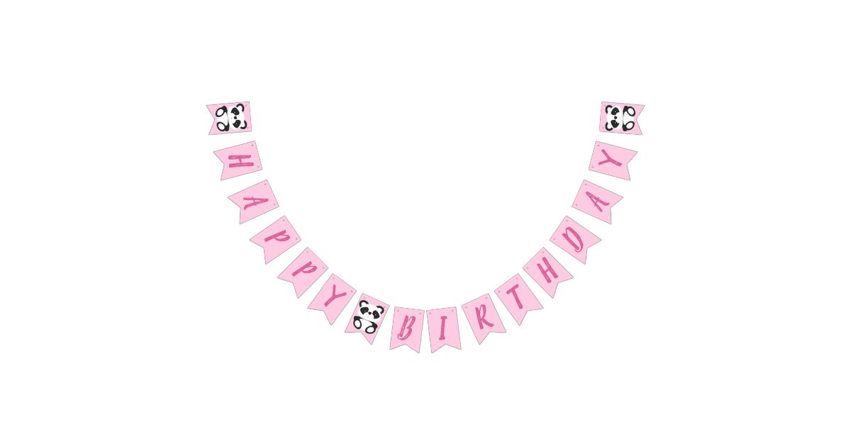 Pink Panda Bear Birthday Party Bunting Flags | Zazzle