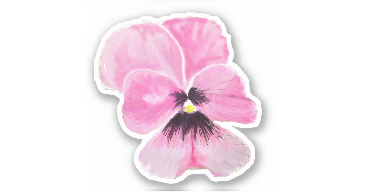 Pink pansy contour sticker | Zazzle