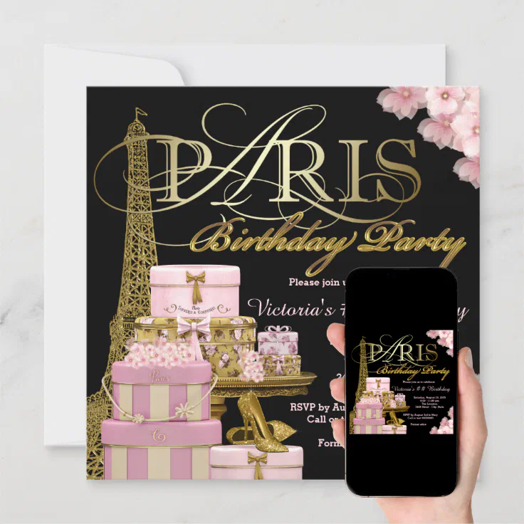 Pink Paris Birthday Party Invitation | Zazzle