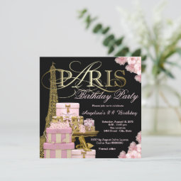 Pink Paris Birthday Party Invitations | Zazzle