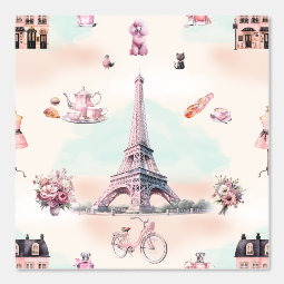 Pink Paris | Eiffel Tower French Themed Pattern Wallpaper | Zazzle