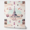 Pink Paris | Eiffel Tower French Themed Pattern Wallpaper | Zazzle
