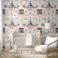Pink Paris | Eiffel Tower French Themed Pattern Wallpaper | Zazzle
