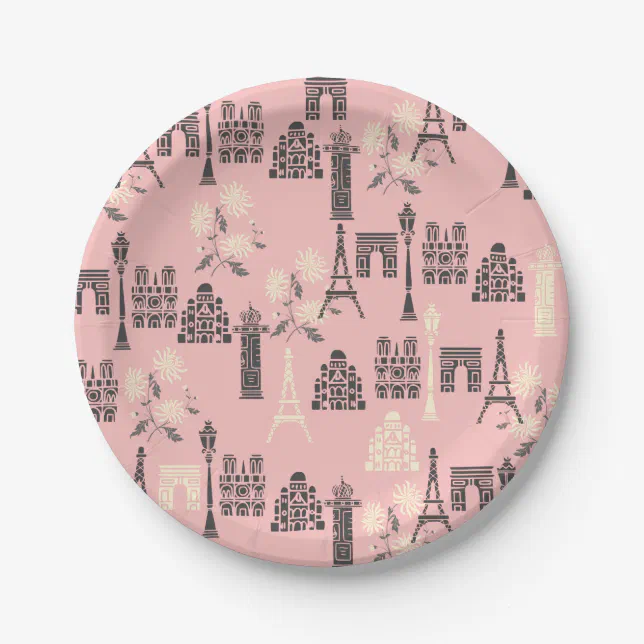 Pink Paris Paper Plates | Zazzle