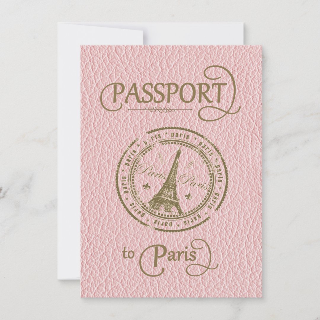 Pink Paris Passport Party Invite | Zazzle