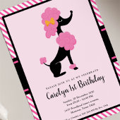 Pink paris poodle first birthday party invitation | Zazzle