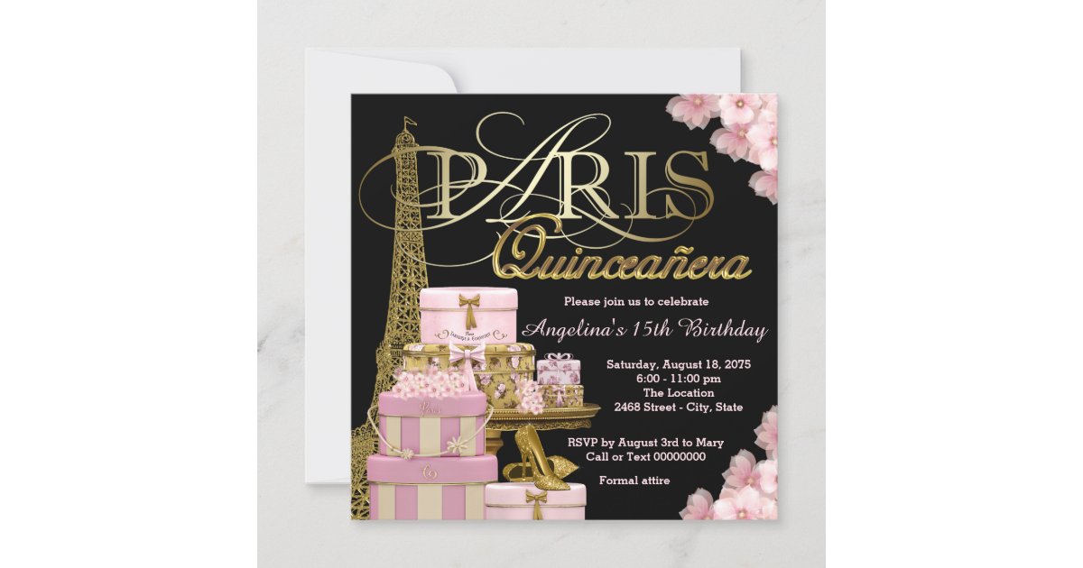 Pink Paris Quinceanera Invitation | Zazzle