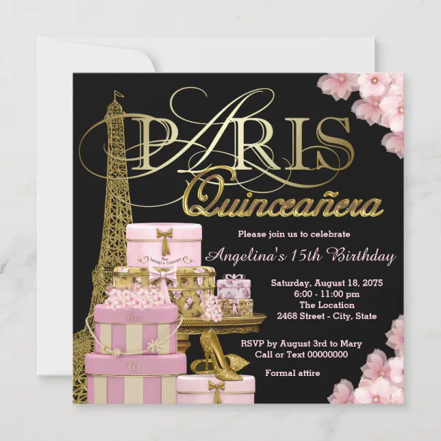 Pink Paris Quinceanera Invitation | Zazzle