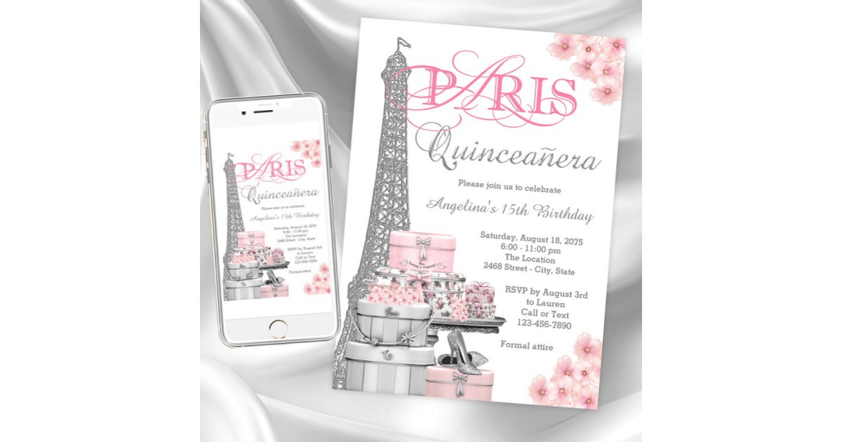 Pink Paris Quinceanera Invitation | Zazzle