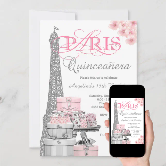 Pink Paris Quinceanera Invitation | Zazzle