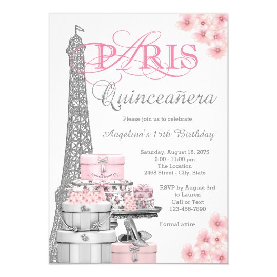 Pink Paris Quinceanera Invitation | Zazzle.com