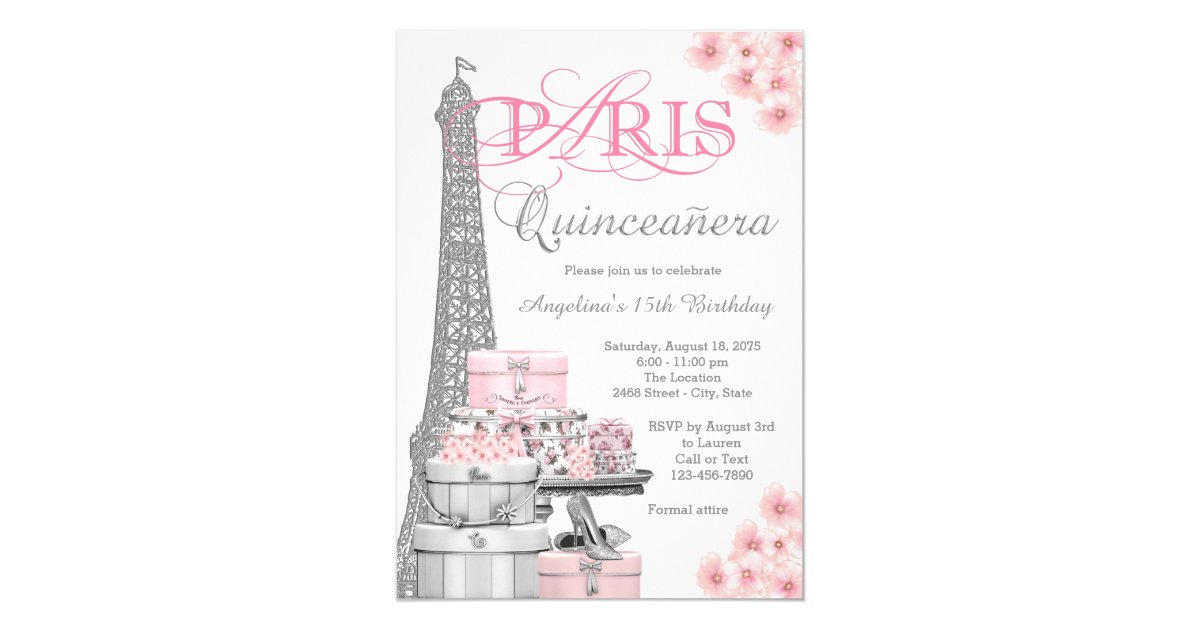 Pink Paris Quinceanera Invitation | Zazzle.com