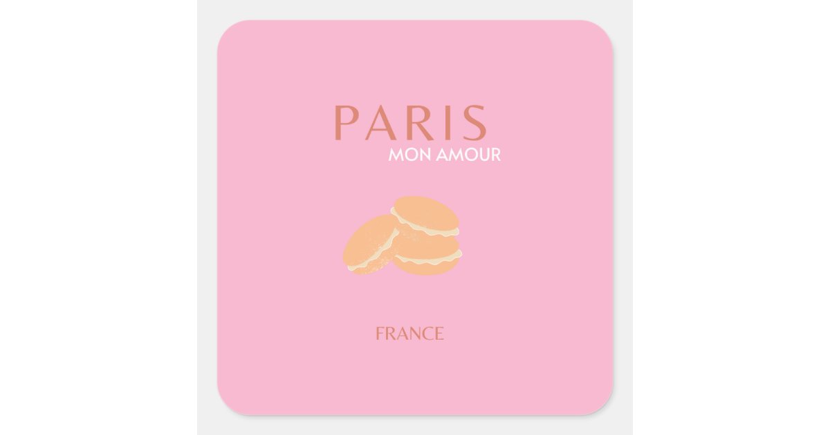 Pink Paris Travel Art Retro Art Preppy Art Decor Square Sticker | Zazzle
