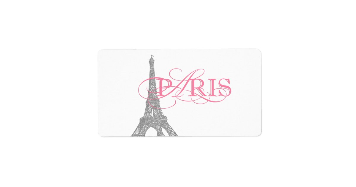 Pink Paris Water Bottle Label | Zazzle