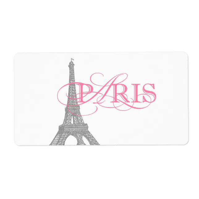 Pink Paris Water Bottle Label | Zazzle