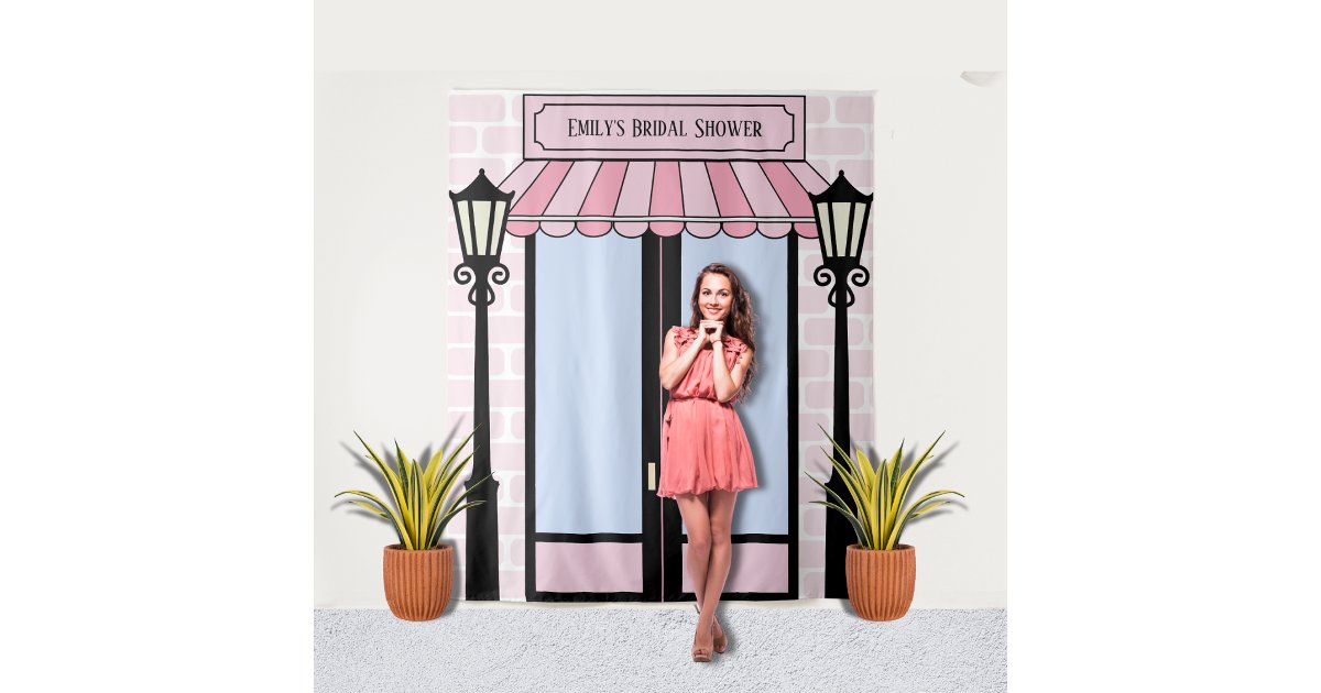 Pink Parisian Bridal Shower Photobooth backdrop | Zazzle